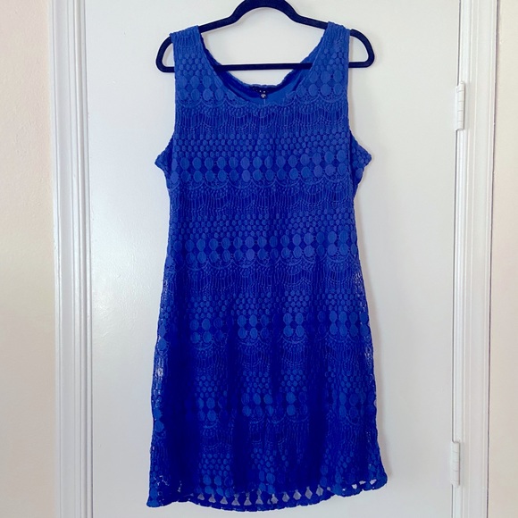 Dresses | Fully Lined Blue Lace Tank Dress | Poshmark
